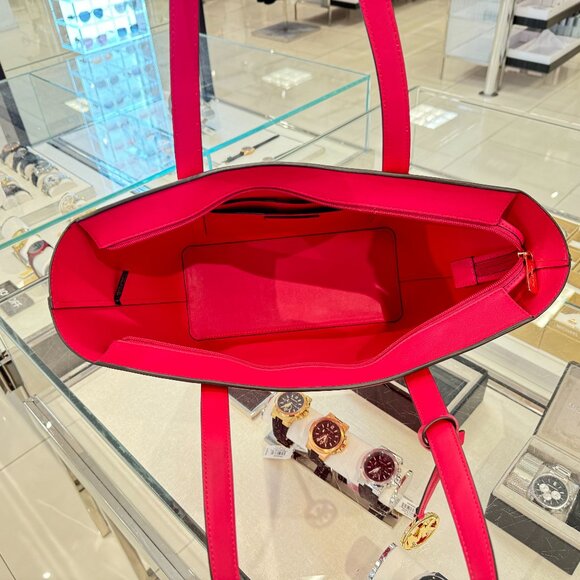 Michael Kors | Bags | Michael Kors Pratt Large Top Zip Shoulder Tote Bag Purse Electric Pink ...